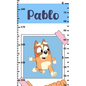 Name Height Chart | Personalized Bluey Growth Chart for Kids Room Decor ...