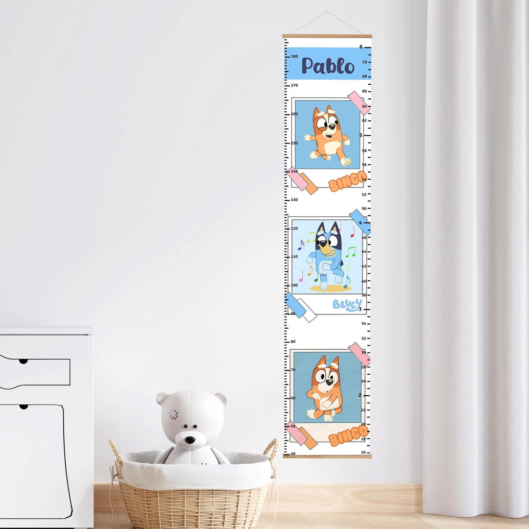 Name Height Chart | Personalized Bluey Growth Chart for Kids Room Decor ...