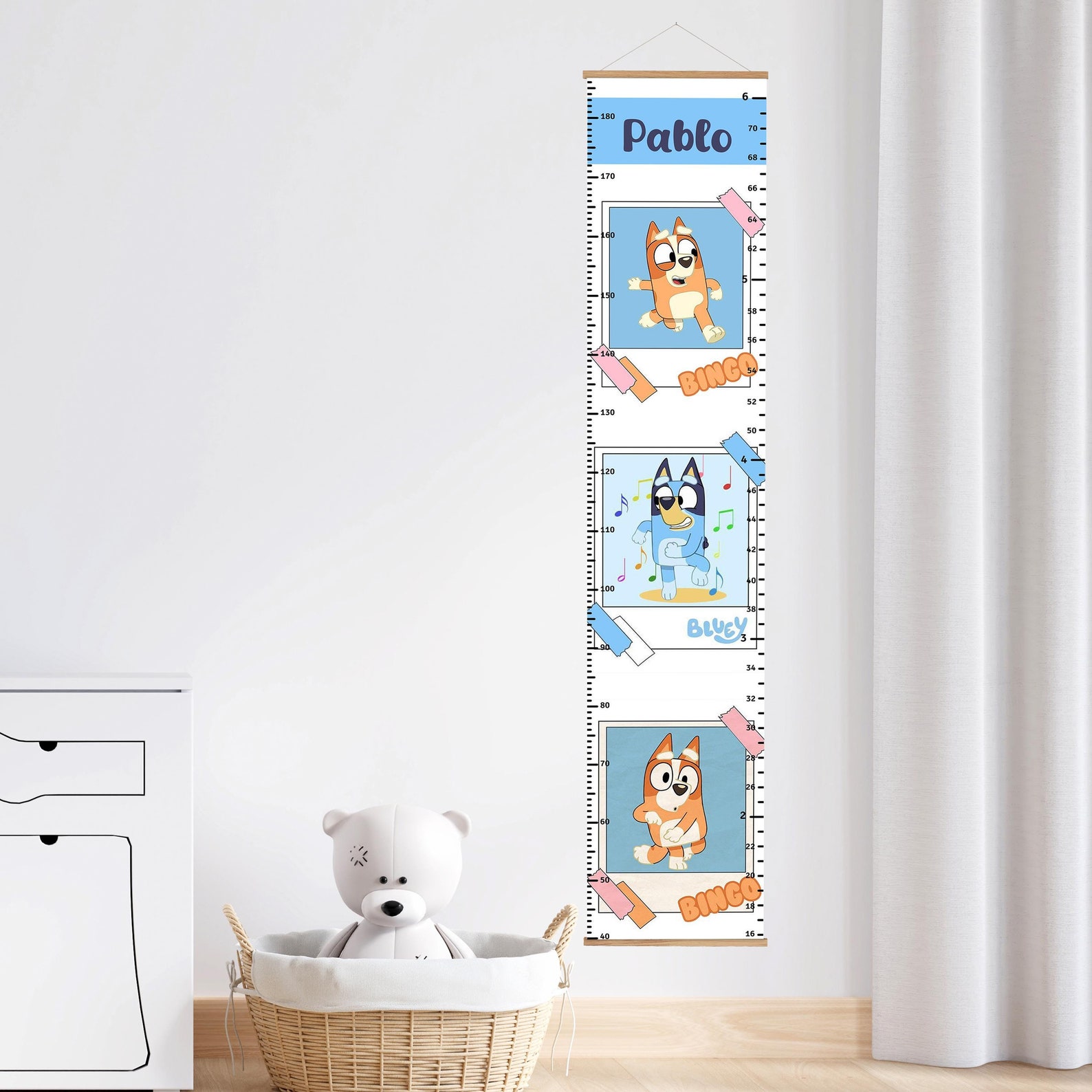 Name Height Chart | Personalized Bluey Growth Chart for Kids Room Decor ...
