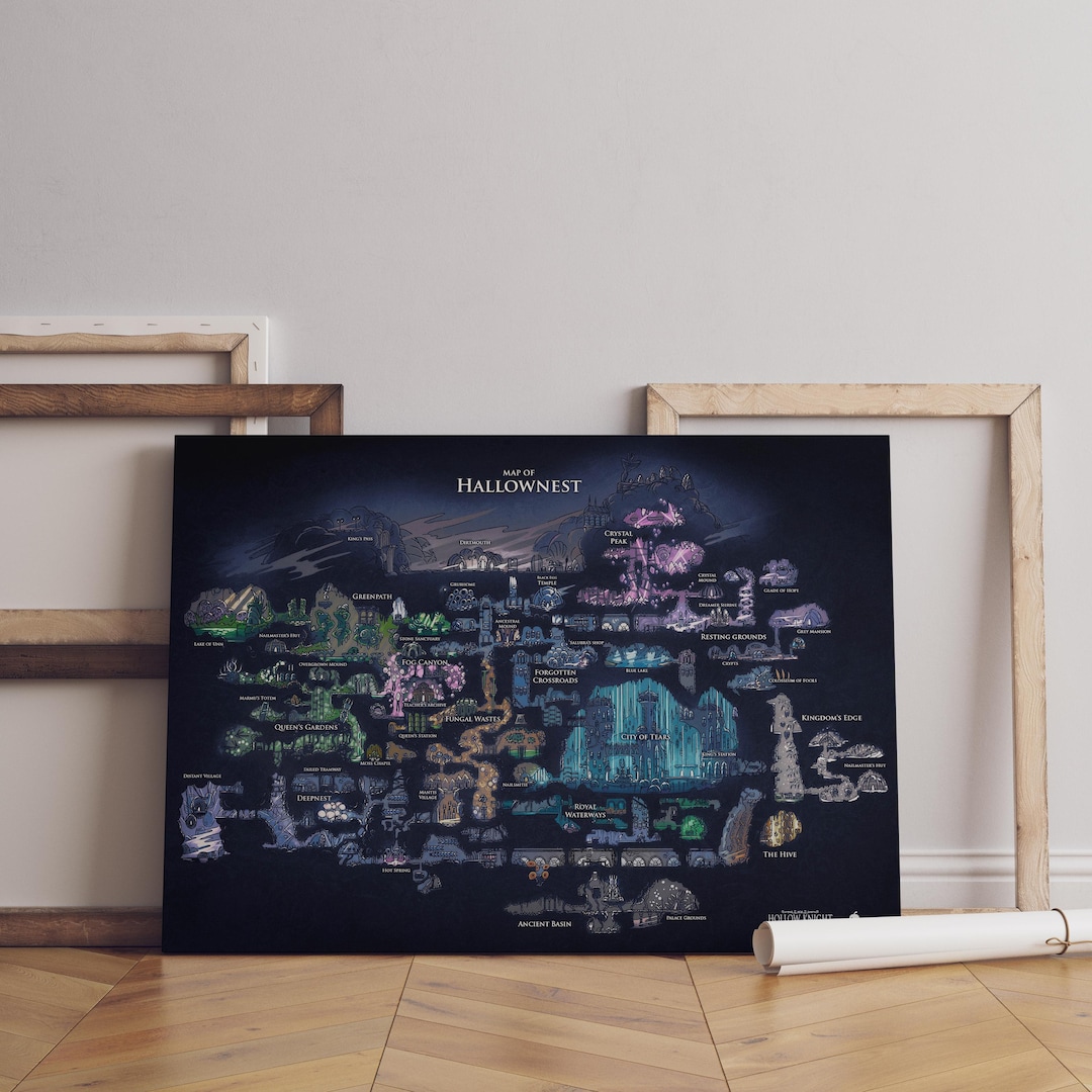 Hollow Knight World Map Art, Hollow Knight Map Canvas, Hollow Knight ...