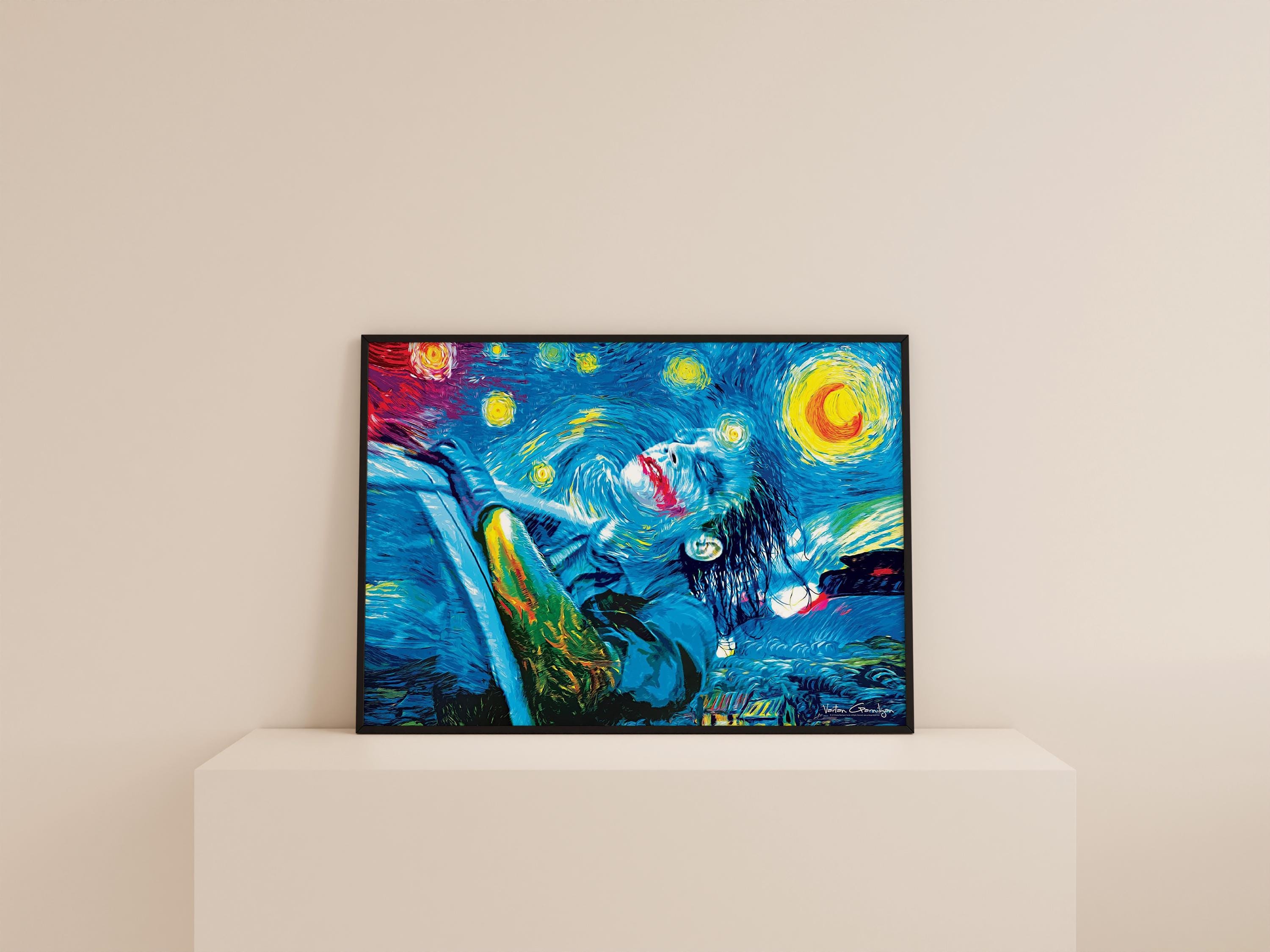 Van Gogh Starry Night Joker Poster, Starry Night Parody Print, Starry ...