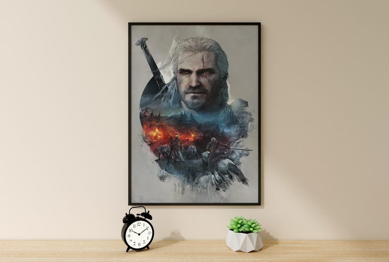 Witcher 3 Wall Art, Witcher Wall Decor, Geralt Poster, Witcher 3 Geralt ...