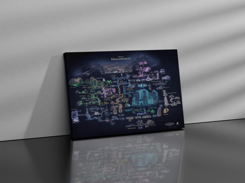 Hollow Knight World Map Art, Hollow Knight Map Canvas, Hollow Knight ...