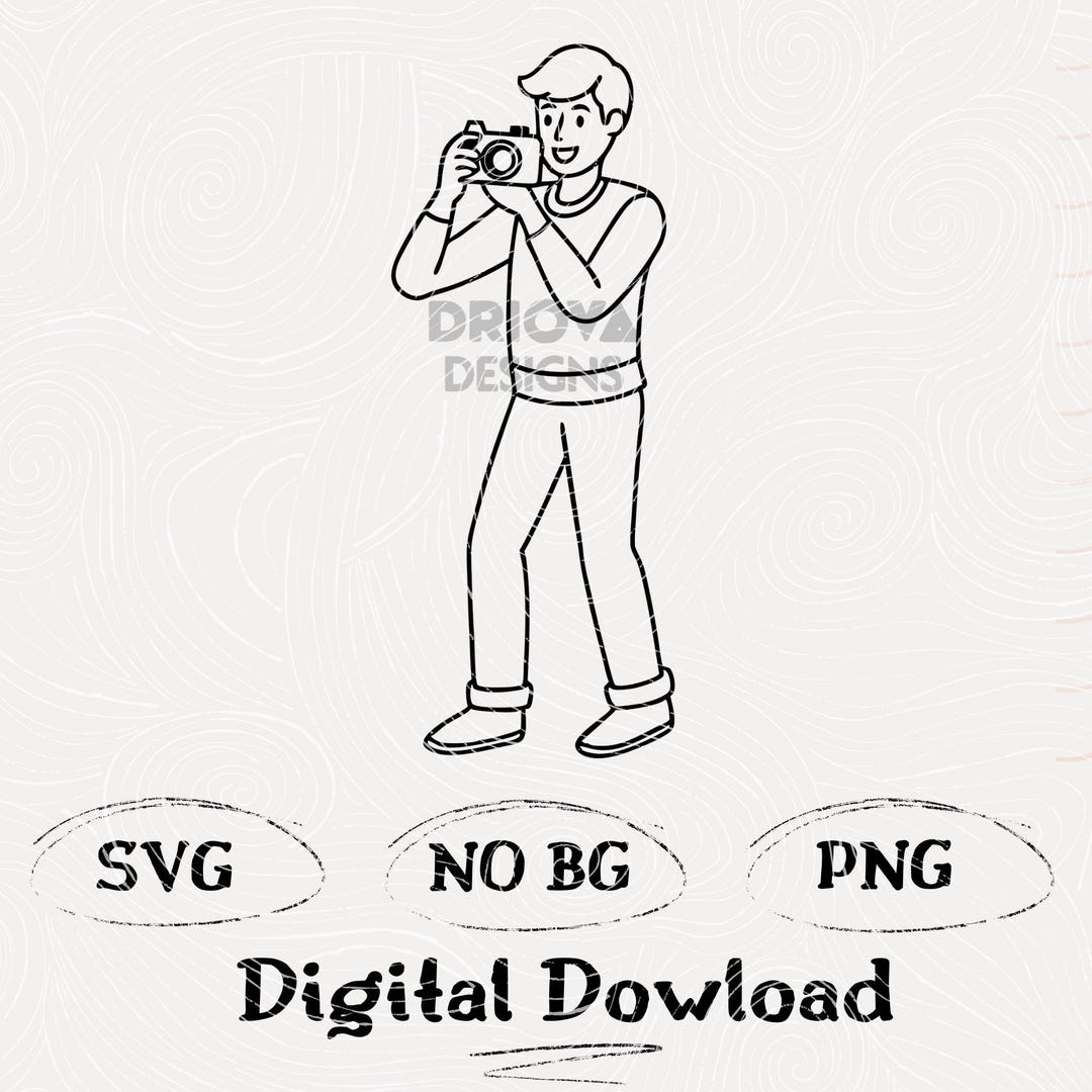 Man Taking Photo SVG, Photographer Design, Camera Line Art for Cricut ...