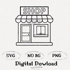 Shop Facade SVG, Simple Storefront Outline, 'SHOP' Sign Cut File for ...
