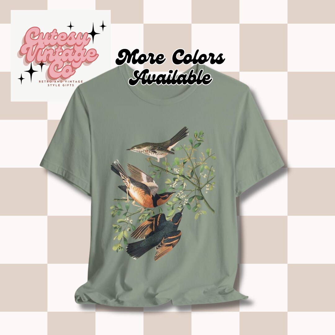 Vintage Audubon Varied Thrush Birds T-shirt, Tee, Short Sleeve Shirt, Nature Lover Gift ...