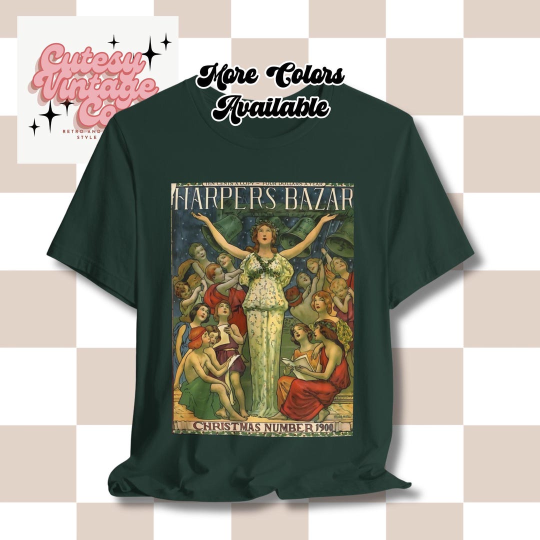 Vintage Harpers Bazaar Christmas Tee, Holiday Fashion T-shirt, Retro ...