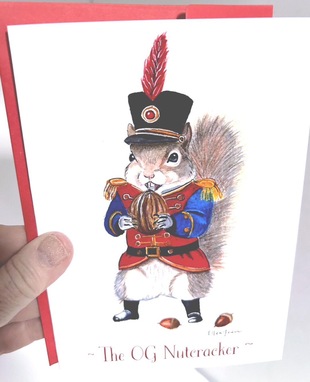Funny Squirrel Nutcracker Pun Christmas Card | Watercolor Art | Cute ...