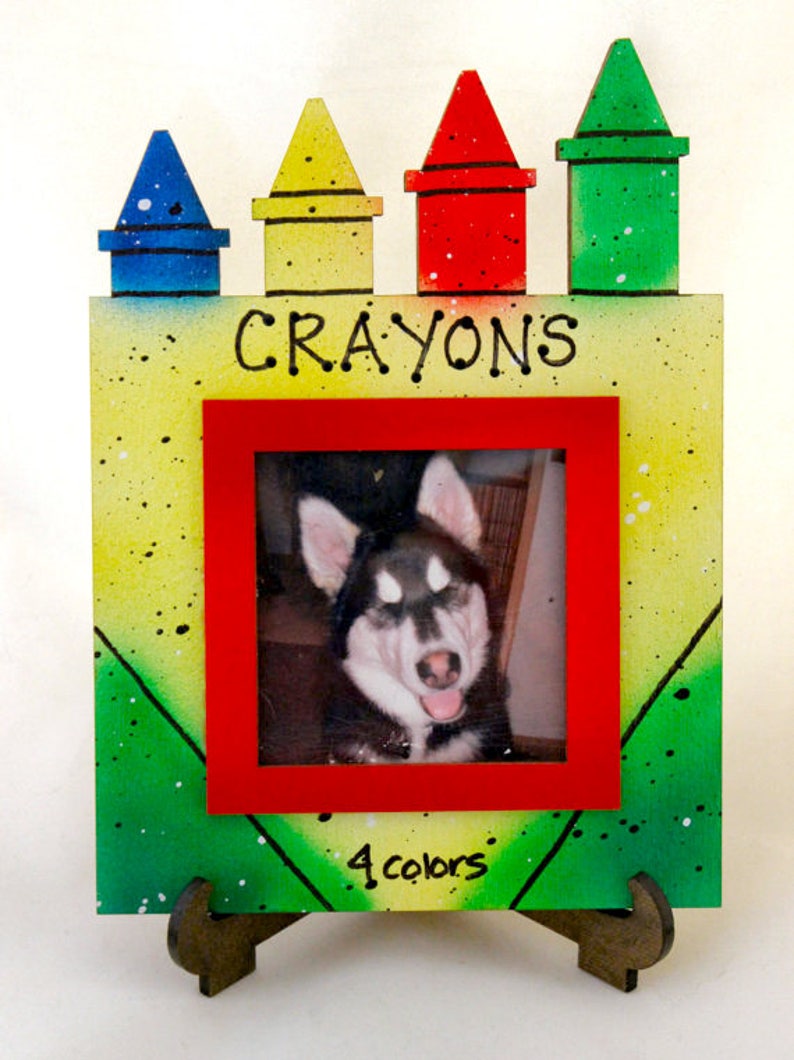 Marco de cuadros de crayones Marco de madera pintado a mano - Etsy España