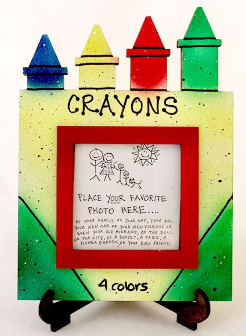 Marco de cuadros de crayones Marco de madera pintado a mano - Etsy España