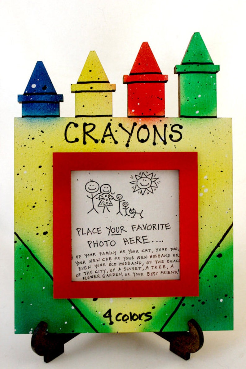 Marco de cuadros de crayones Marco de madera pintado a mano - Etsy España