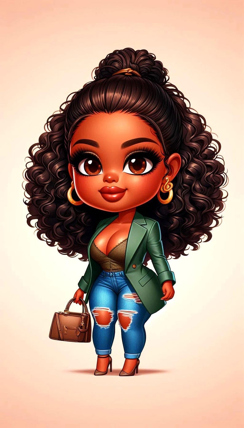 Black Chibi Clip Art Digital Download Diverse Styles La Shawna Got the ...