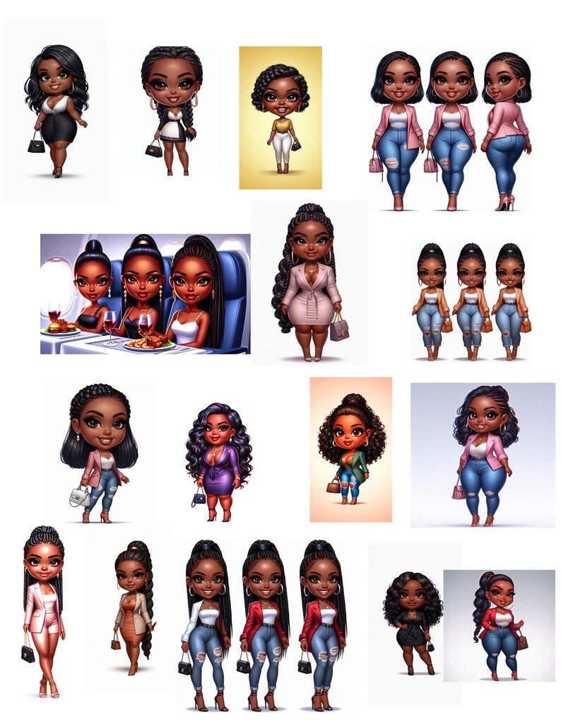 Black Chibi Clip Art Digital Download Diverse Styles La Shawna Got the ...