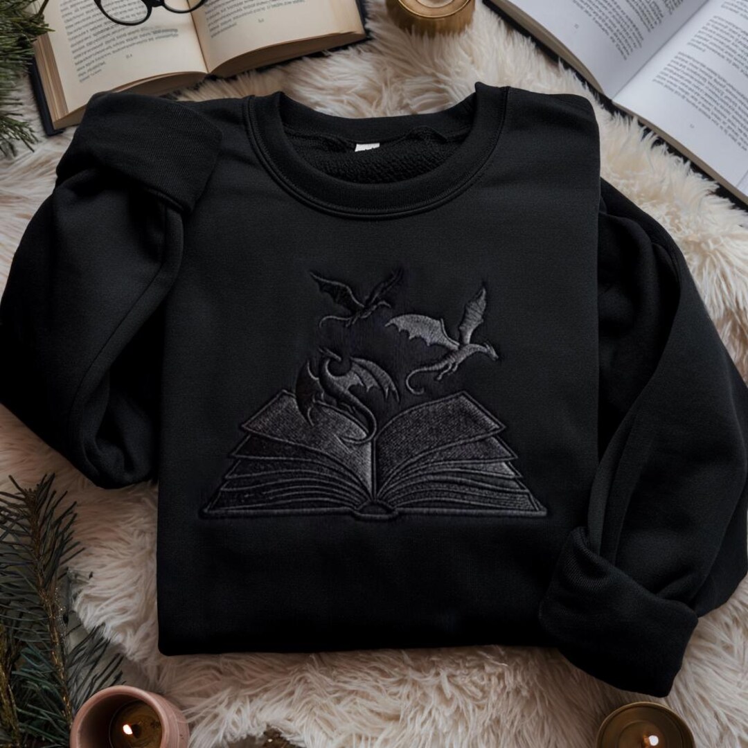 Fourth Wing Inspired Dragon Sweatshirt, Tone on Tone Embroidered ...