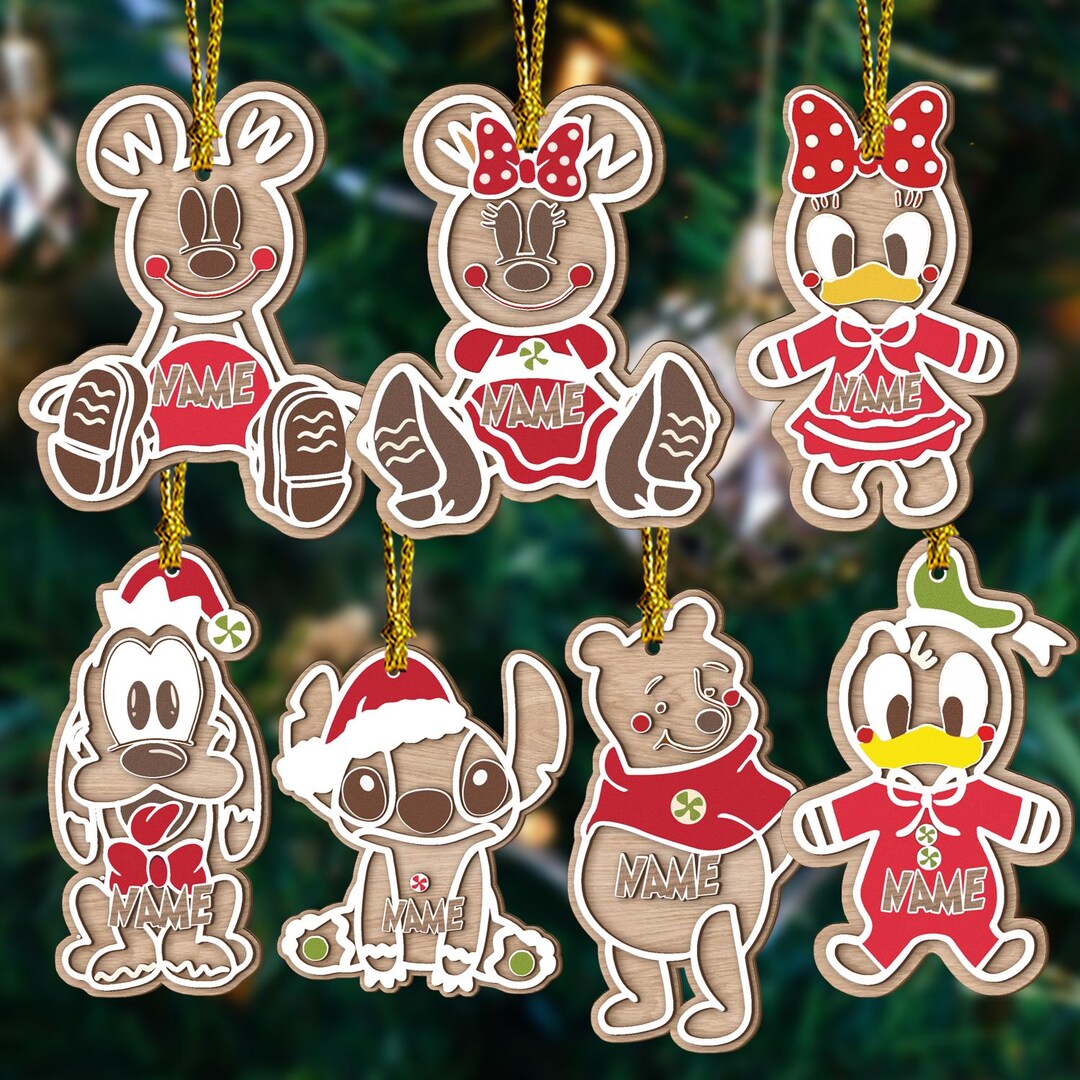 Personalized Mickey and Friends Christmas 2-layered Wooden Ornament ...