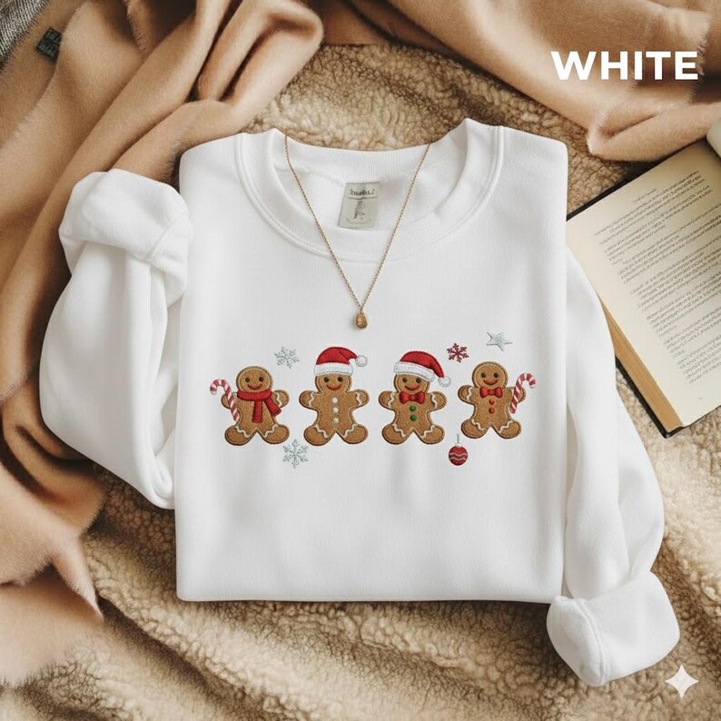Embroidered Gingerbread Family Christmas Sweatshirt, Festive Holiday ...
