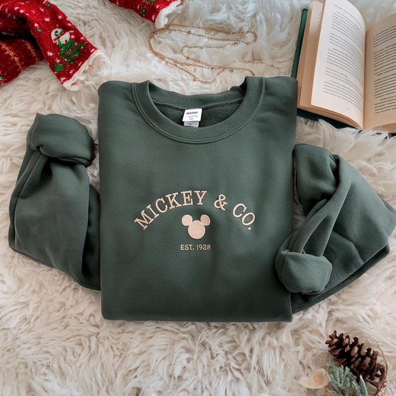 Embroidered Mickey & Co Sweatshirt, Mickey and Co. Est. 1928 Shirt ...