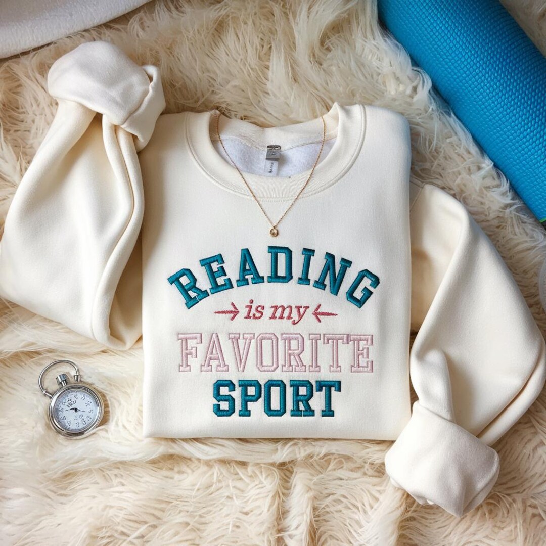 Embroidered Reading is My Favorite Sport Sweatshirt , Bookish Tee, Book ...