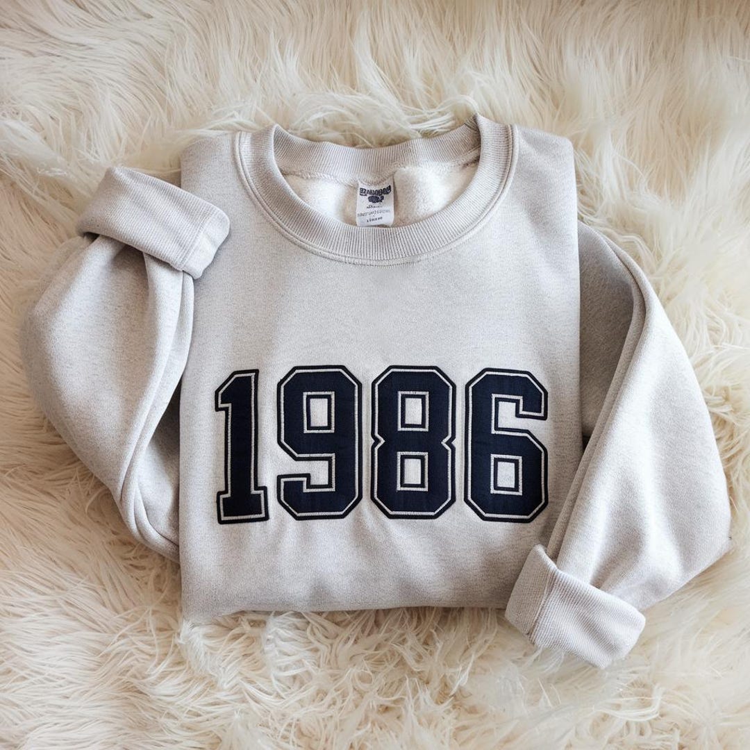 Embroidered Custom Birth Year Sweatshirt, 1986 Sweater, Personalized ...