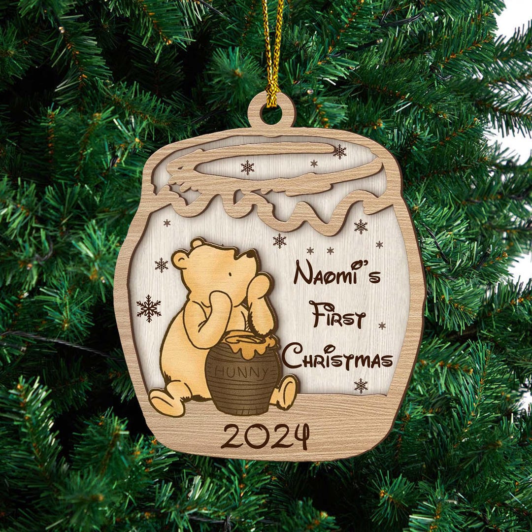 Custom Winnie the Pooh Honey Pot Ornament, Baby's 1st Christmas ...