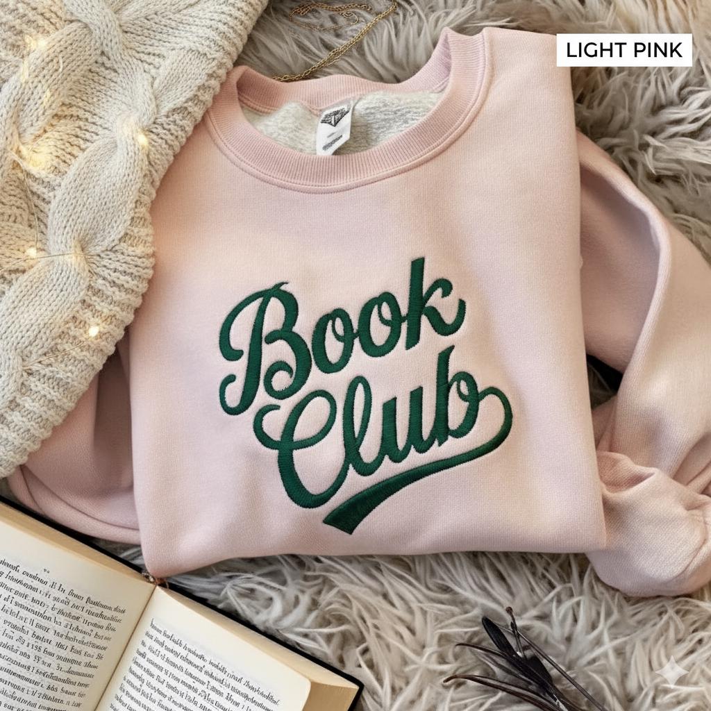 Customized Book Club Embroidered Sweatshirt, Bookworm Sweatshirt ...