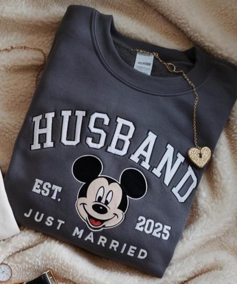 Embroidered Custom Just Married Disney Sweatshirt, Wife Husband ...