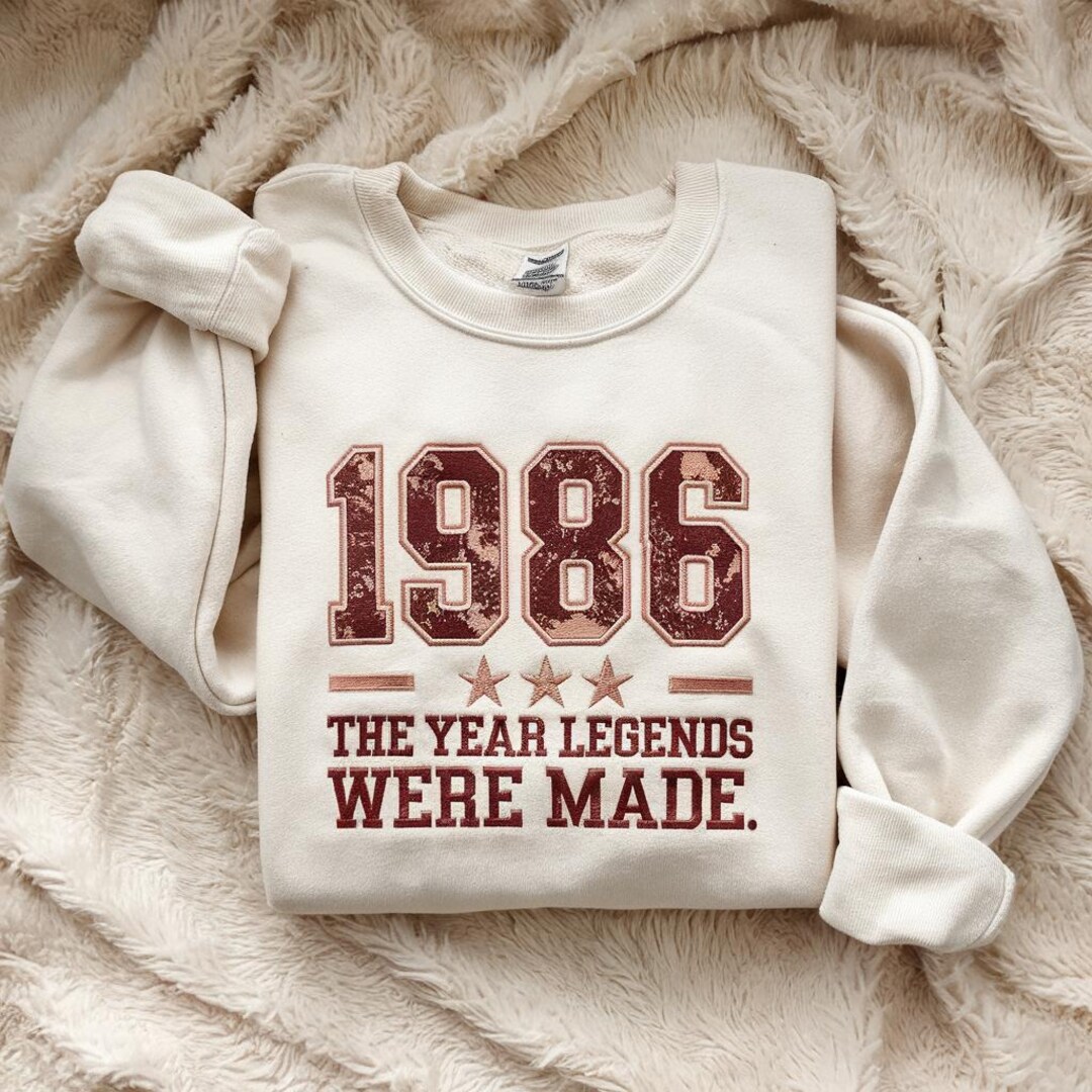 Embroidered 1986 Vintage 40th Birthday Hoodie, Custom 40 Years Old ...