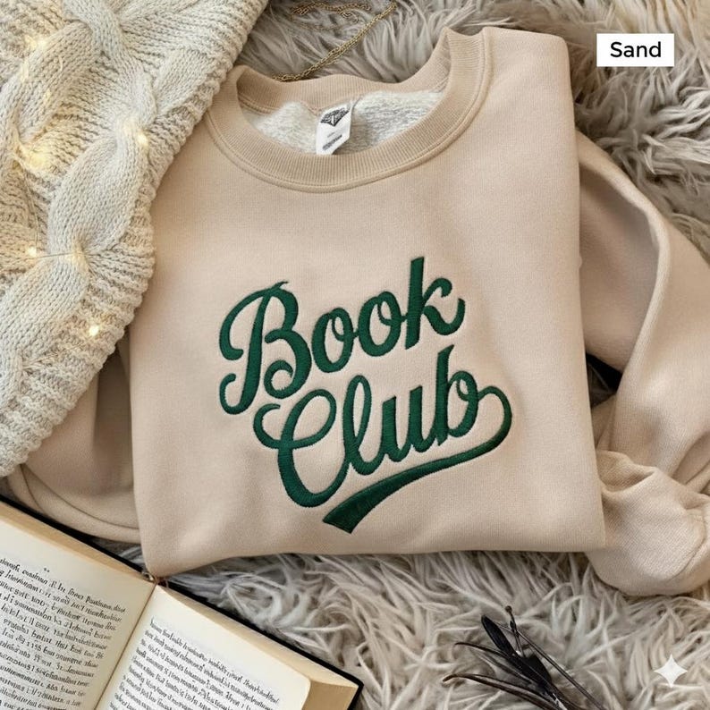 Customized Book Club Embroidered Sweatshirt, Bookworm Sweatshirt ...