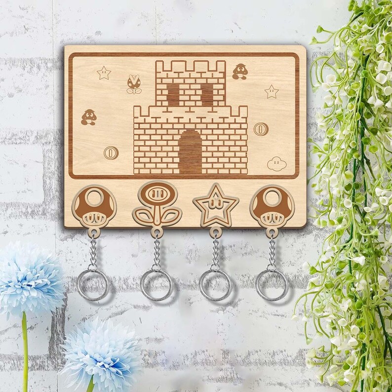 Mario Inspired Key Holder, Super Mario Key Holder, Mario and Peach ...