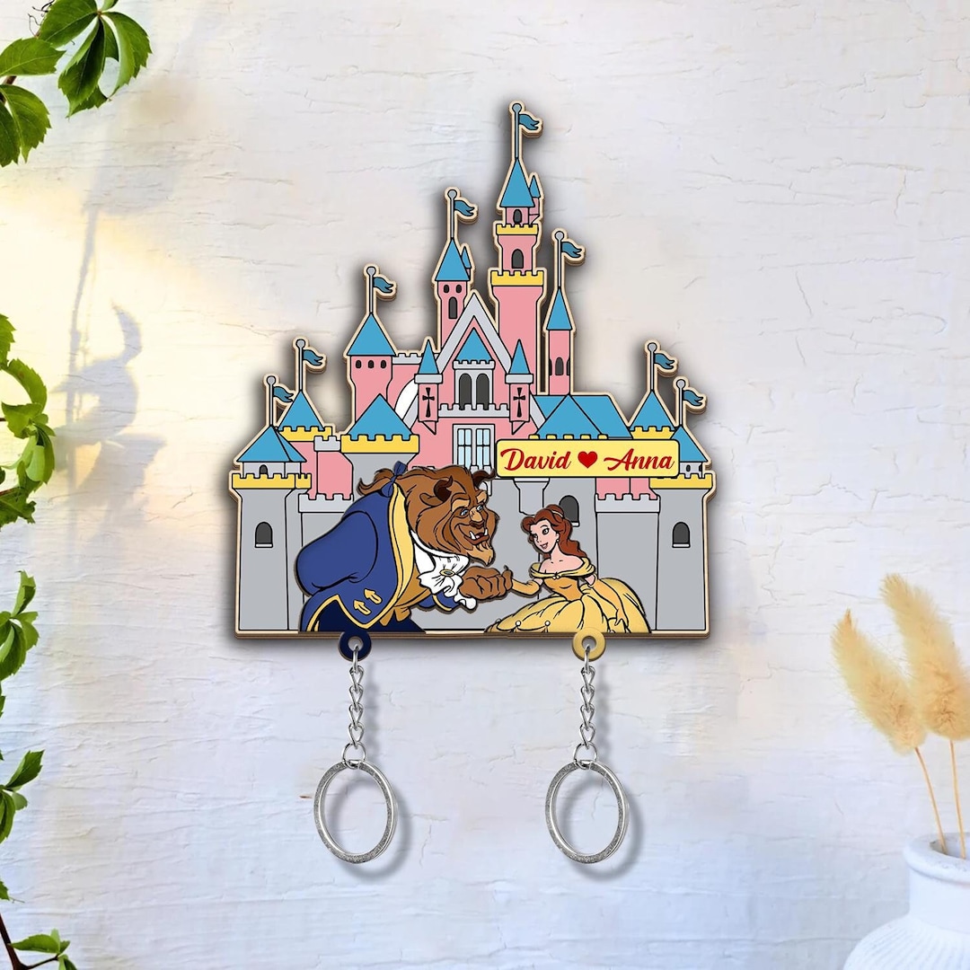 Custom Beauty and the Beast Keychain, Disney Couple Key Holder, Disney ...
