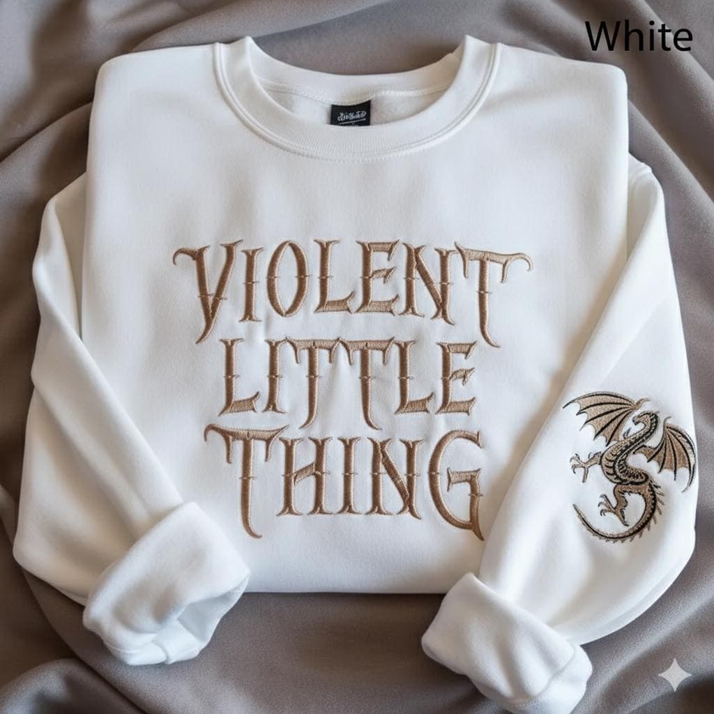 Embroidered Violent Little Thing Sweatshirt, Basgiath War College, Dark ...