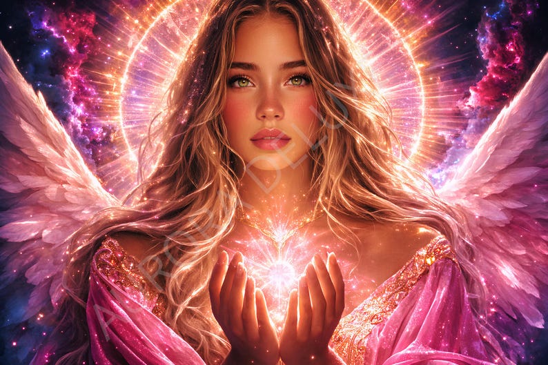 Celestial Angel Png, Wall Art Printable PNG, Glowing Halo Angel Woman ...