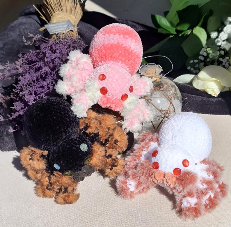 Custom Spider Plush, Personalized Fluffy Jumping Spider Crochet ...