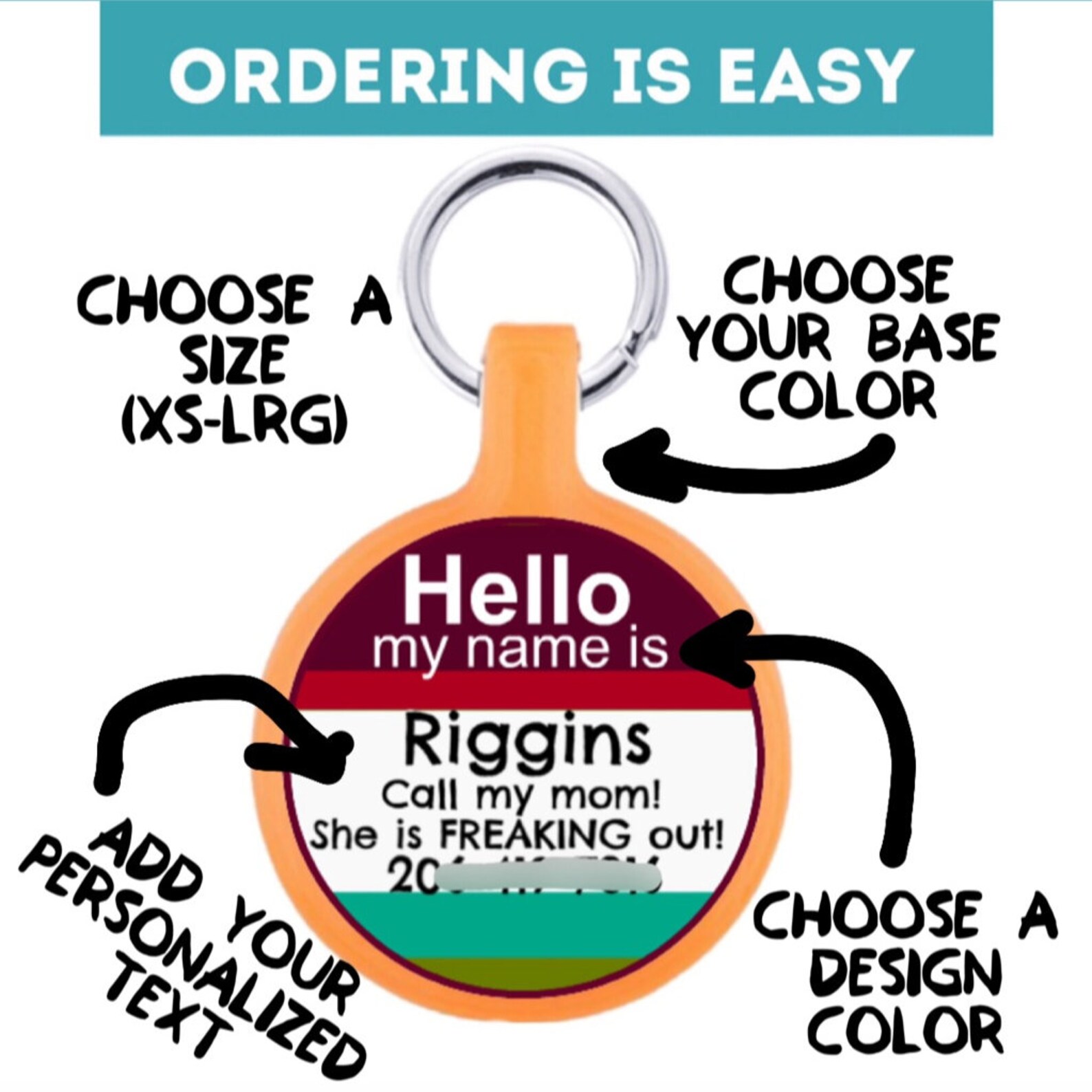 The Original Bonjour "hello My Name Is" Personalized Dog ID Pet Tag ...