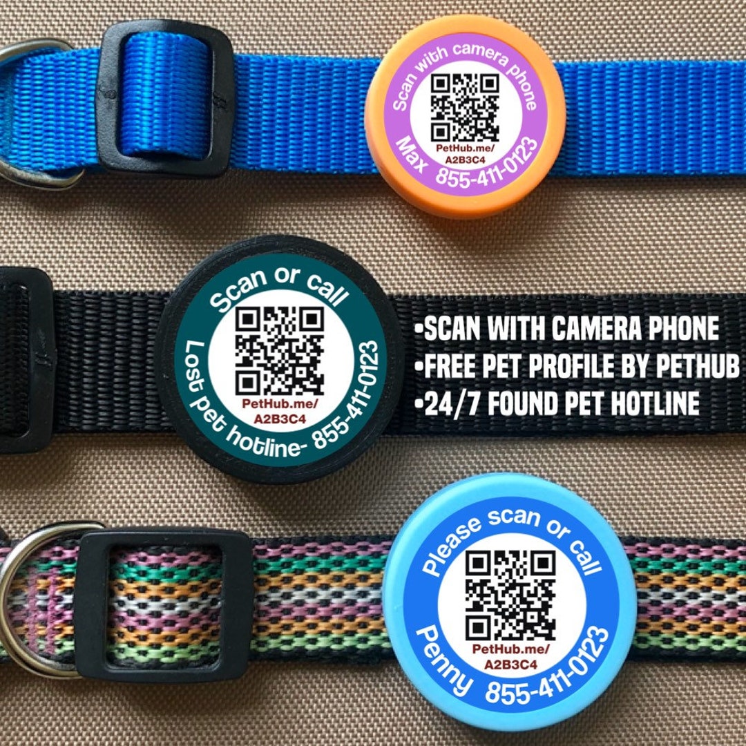 QR Code Pet ID Tag – Silent Twist-on, Eco-friendly, Pethub Powered - Etsy