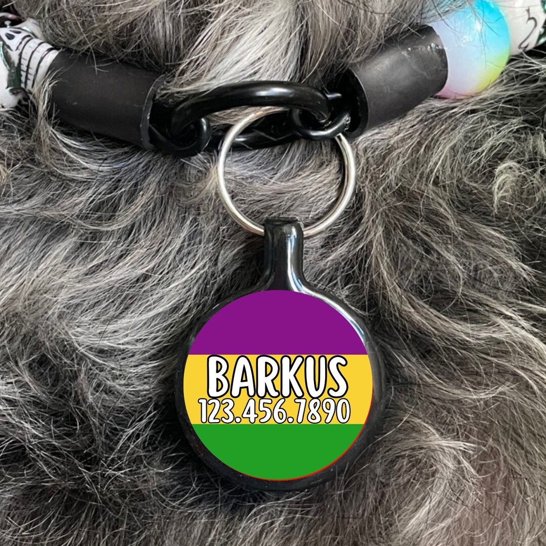 Mardi Gras Colors Personalized Dog ID Pet Tag Custom Pet Tag You Choose ...