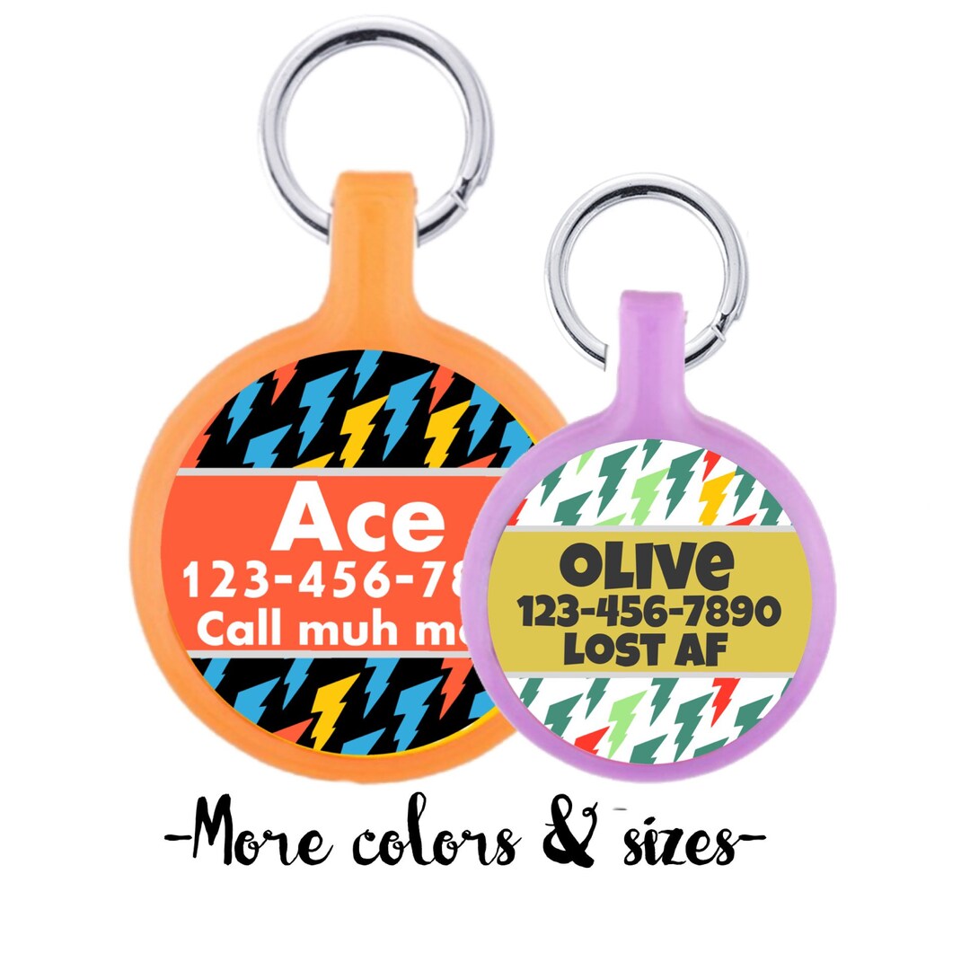 Lightning Bolts Personalized Dog ID Pet Tag Custom Pet Tag You Choose ...