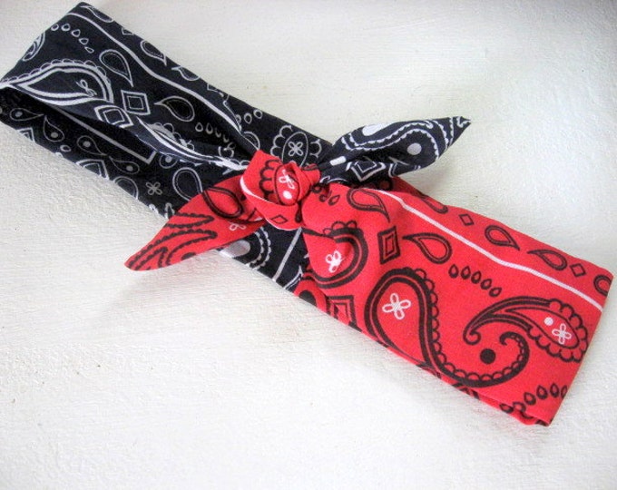 Hair Bandanas, Rockabilly Head Bandana, Red and Blue, Doggie Bandana ...