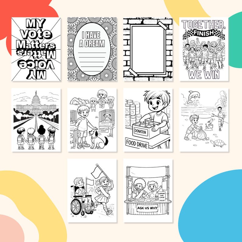 Colorful Activism Coloring Pages for Kids & Students - Etsy