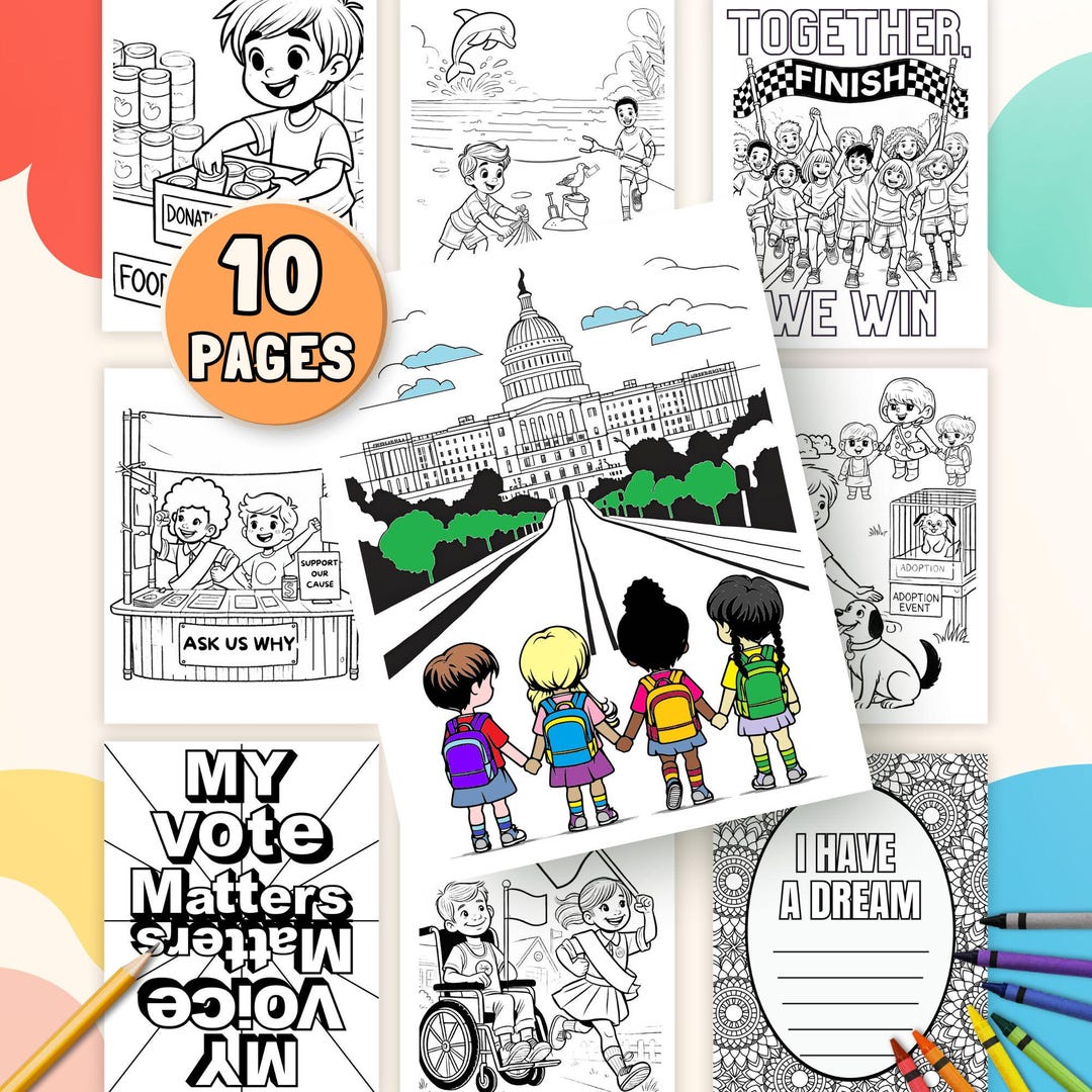 Colorful Activism Coloring Pages for Kids & Students - Etsy