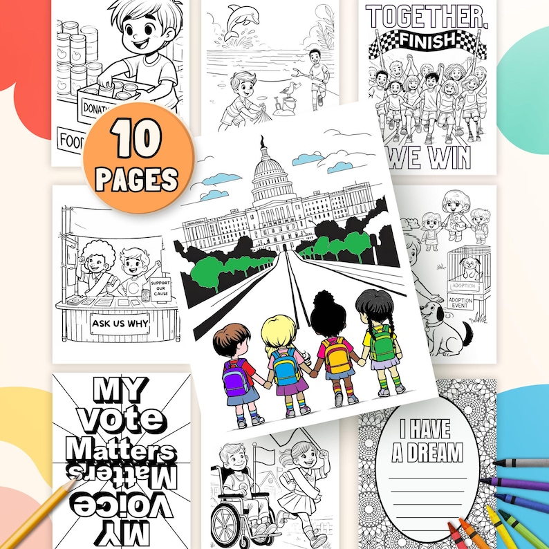 Colorful Activism Coloring Pages for Kids & Students - Etsy