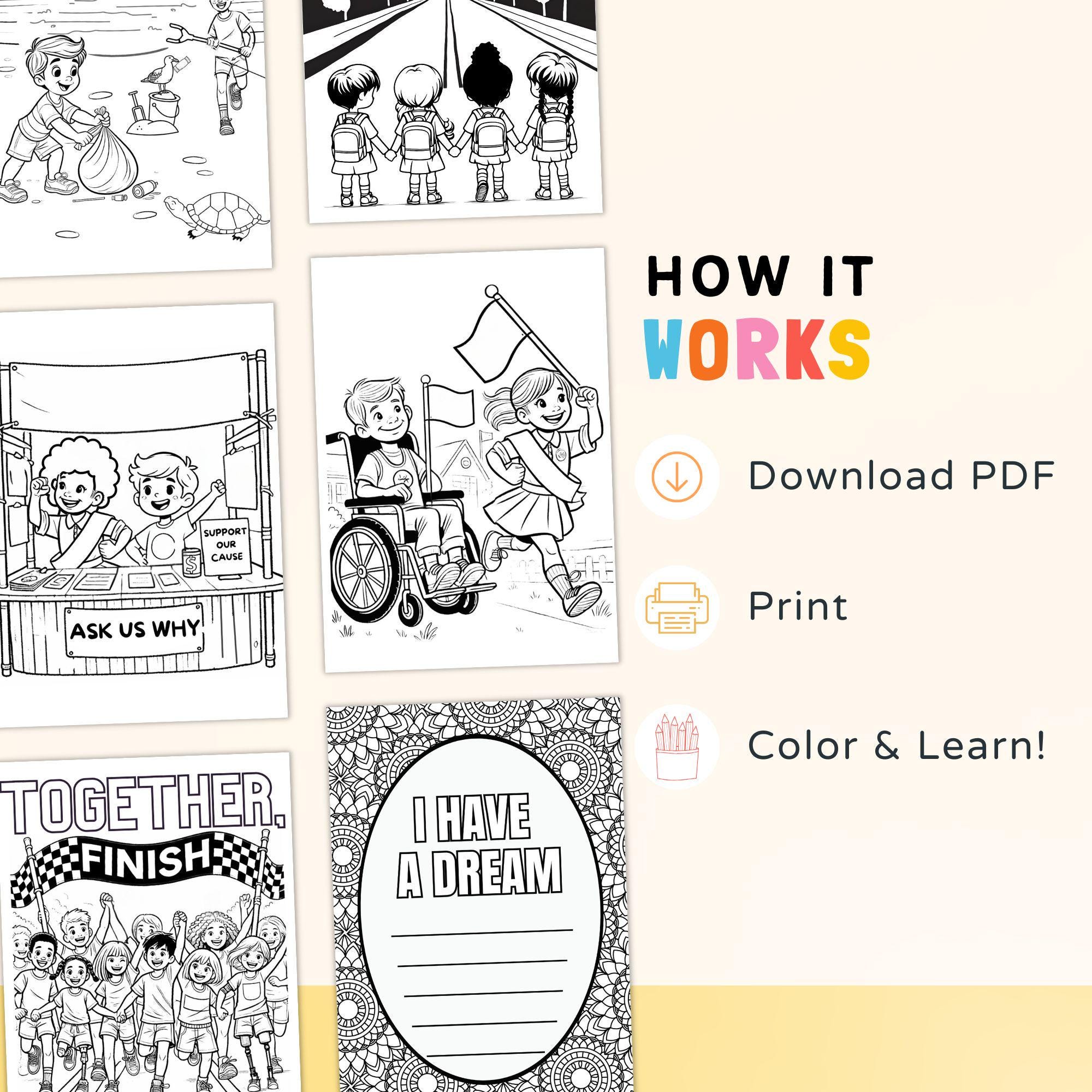 Colorful Activism Coloring Pages for Kids & Students - Etsy