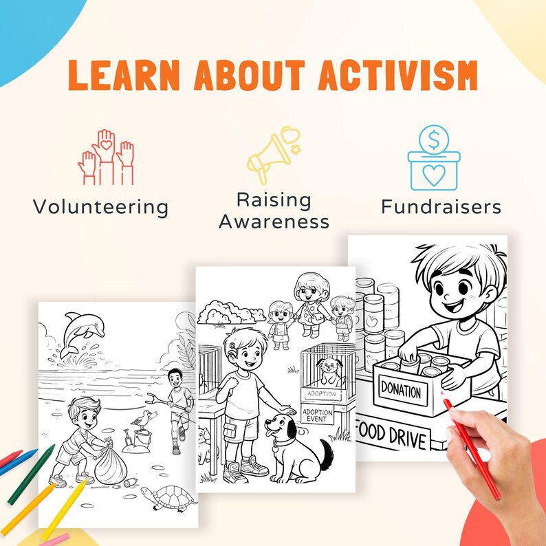 Colorful Activism Coloring Pages for Kids & Students - Etsy