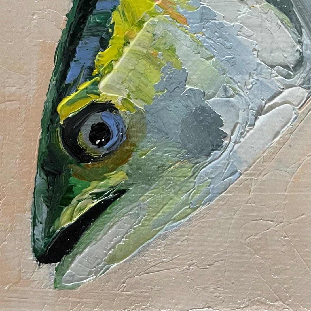Textured Fish Painting – Impasto Oil on Canvas 4 X 4 Inches - Etsy