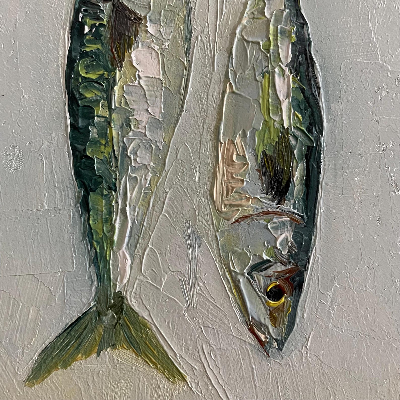 Fish Oil Painting Textured Impasto Mackerel Art Handmade Fish Artwork ...
