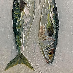 Fish Oil Painting Textured Impasto Mackerel Art Handmade Fish Artwork ...