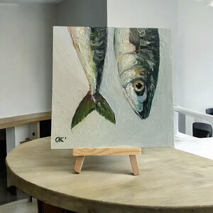 Impasto Fish Painting, Realistic Still Life Art, Ocean Theme 5.91 X 5. ...