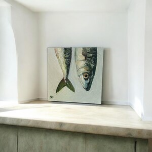 Impasto Fish Painting, Realistic Still Life Art, Ocean Theme 5.91 X 5. ...