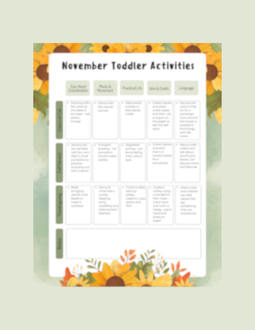 November Toddler Activities - Etsy