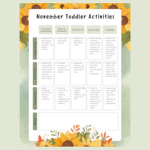 November Toddler Activities - Etsy